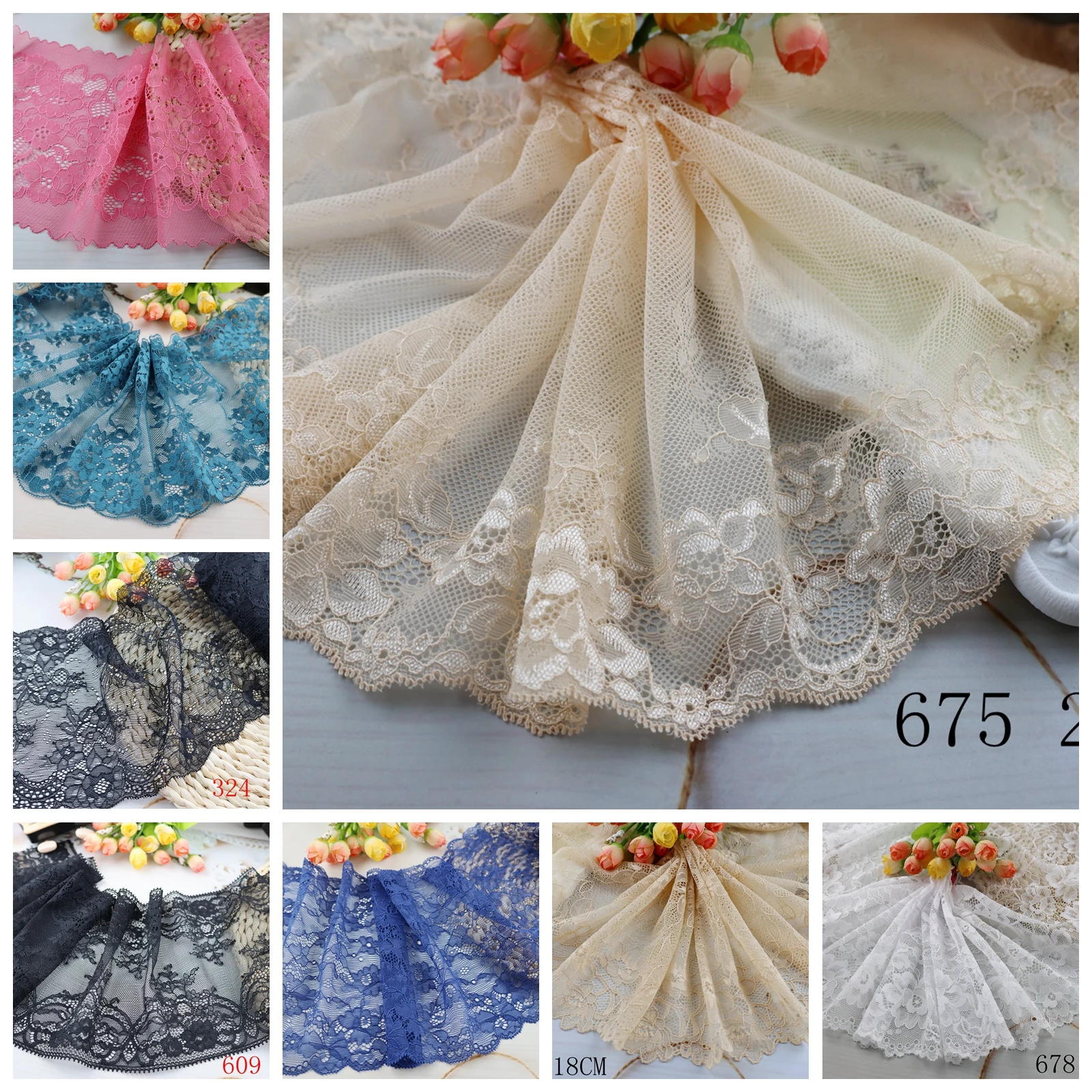 Wholesale-Lot-1-Yards-Delicate-Elastic-Spandex-Flower-Floral-Pink ...