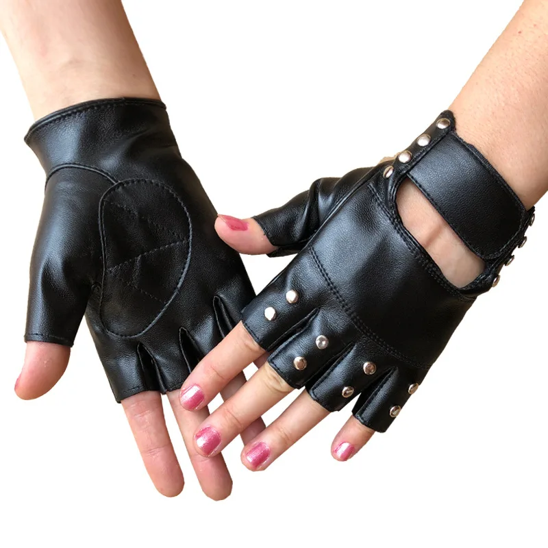 Fashion-Women-Halloween-Stage-Performance-Hiphop-Rivet-Half-Finger ...