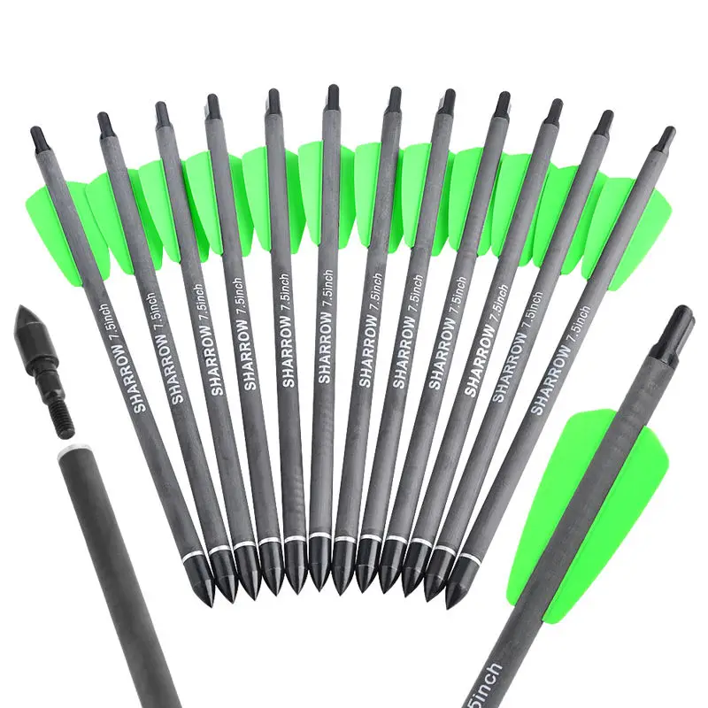 Archery-7-5inch-15inch-Carbon-Short-Bolts-Hunting-Arrows-With-2-Vanes ...