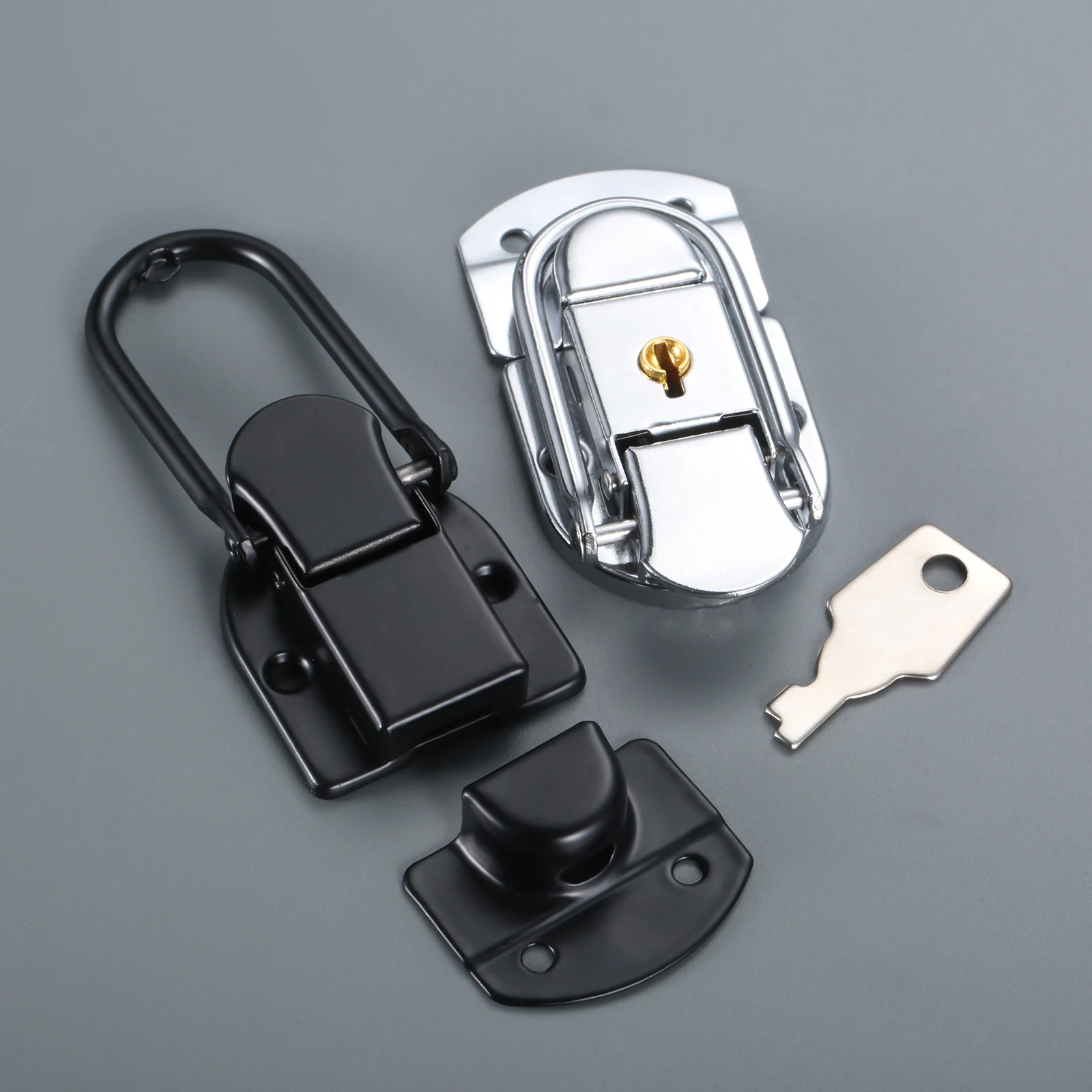 Metal-Box-Latch-Hasp-with-without-Key-Silver-Black-Safety-Lock-69-34mm ...