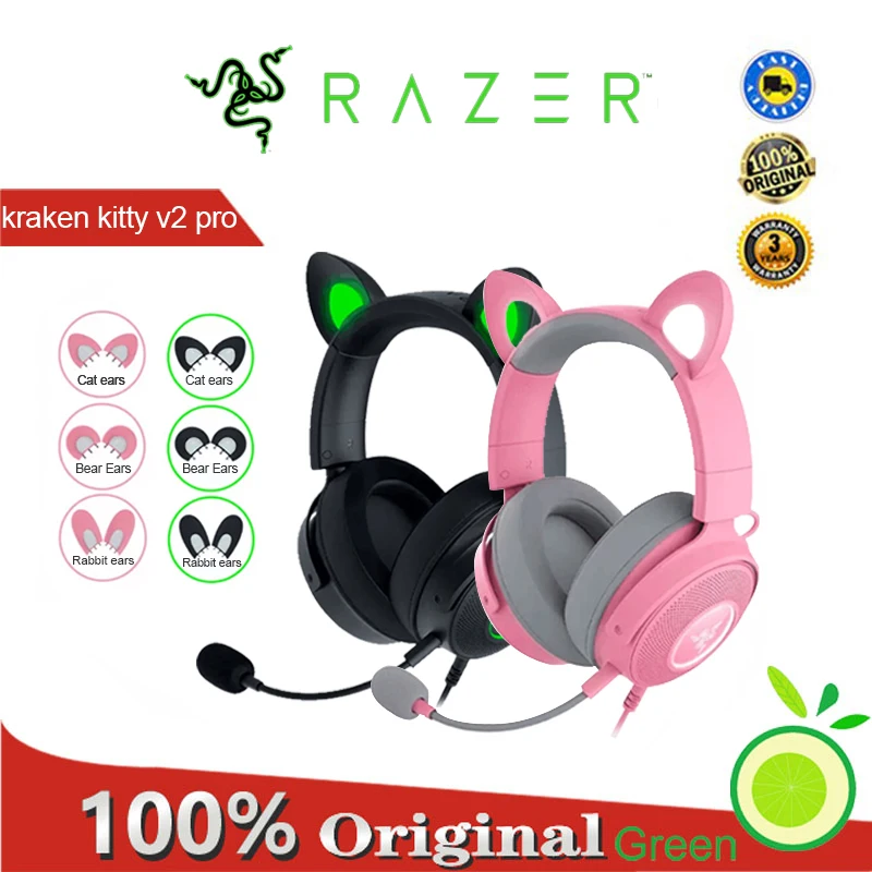 Razer-kraken-kitty-v2-pro-auriculares-de-juego-con-orejas-de-gato-RGB ...