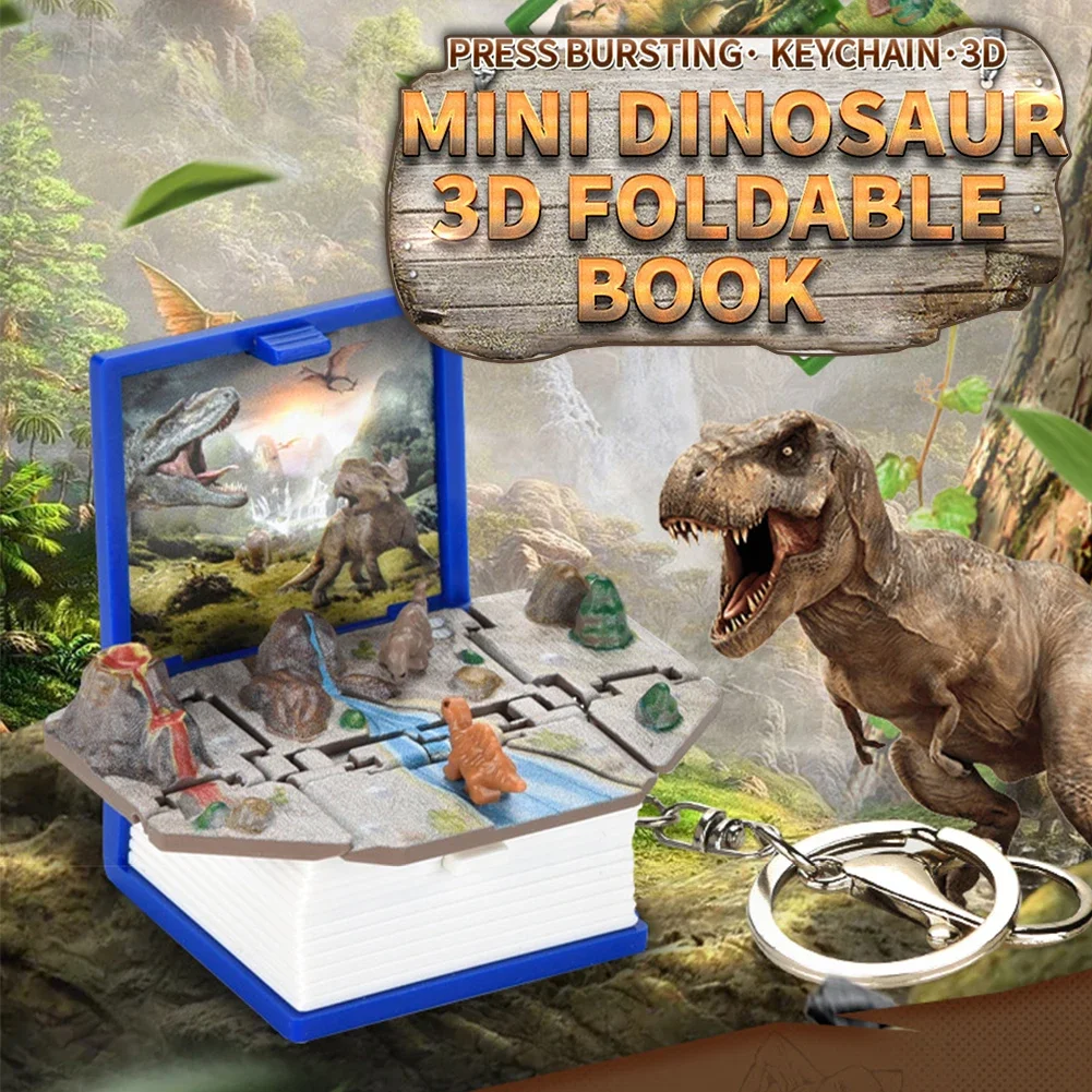 LLavero-de-coche-plegable-de-dinosaurio-3D-Mini-libro-emergente ...