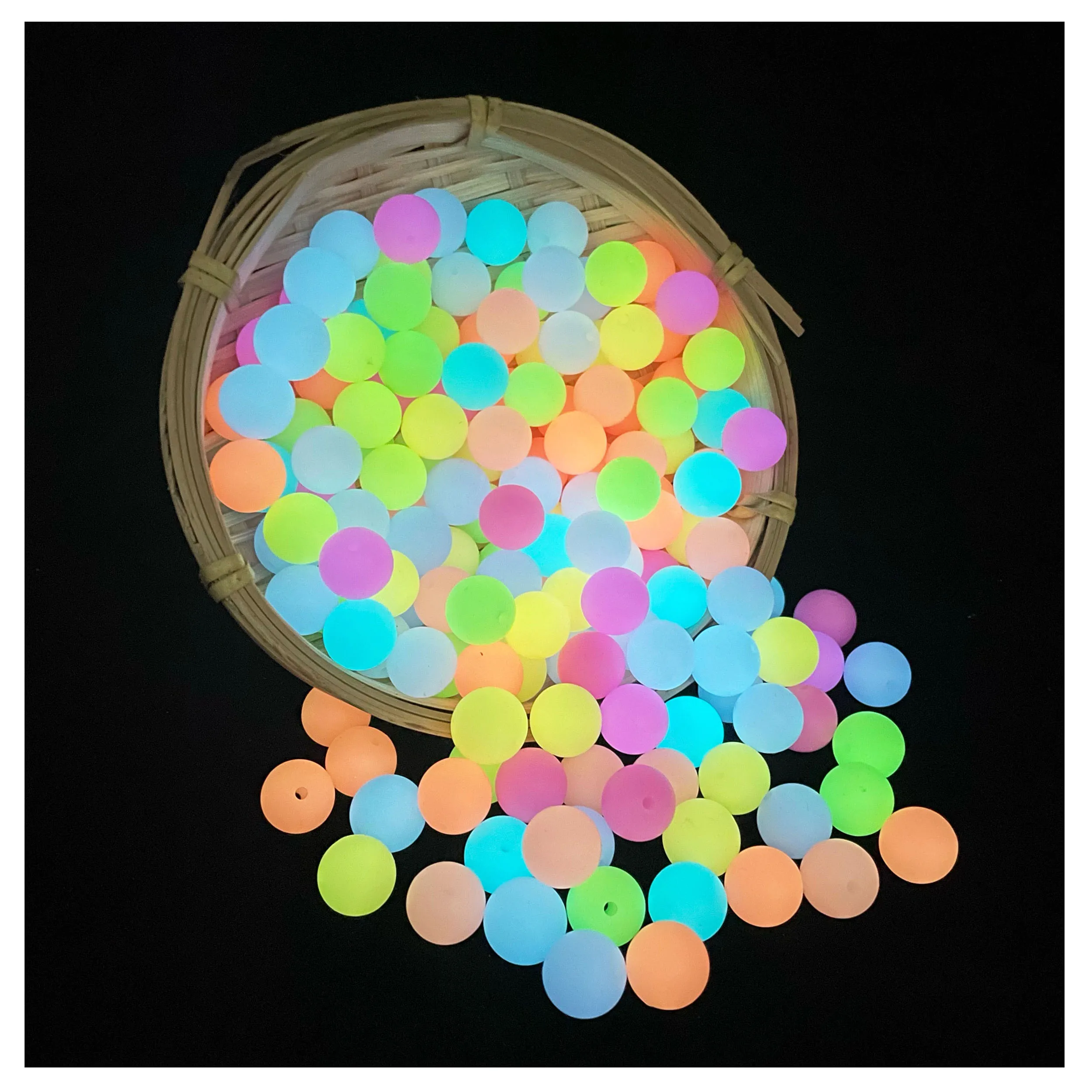 Glow-In-The-Dark-Silicone-Beads-Round-15MM-100Pcs-Luminous-Beads-BPA ...