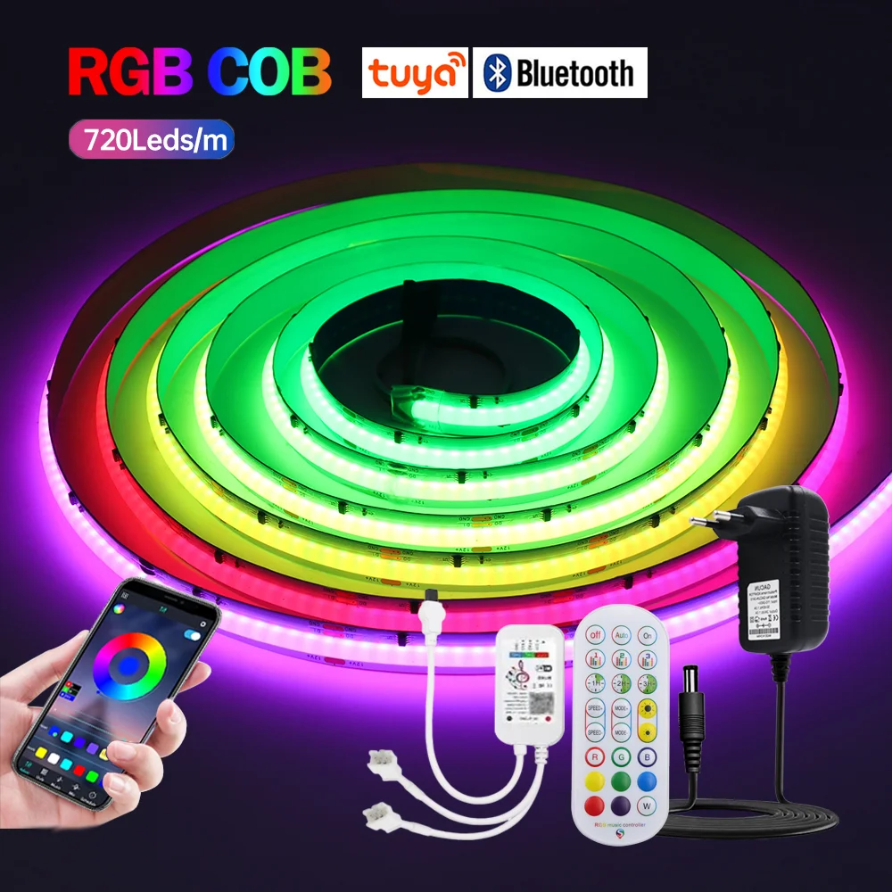 Wifi Bluetooth App Control Ws2811 Rgb Cob Led Strip 720leds M Flexible Ribbon Tape Diode Tvpng 