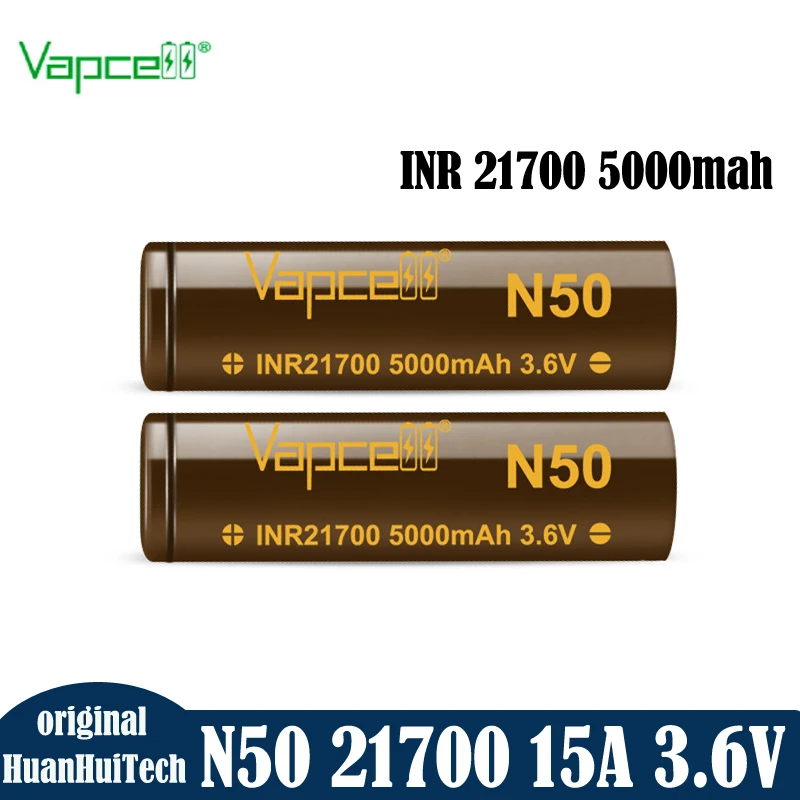High Performance Original Vapcell N50 INR 21700 5000MAH 15A 3.6V ...