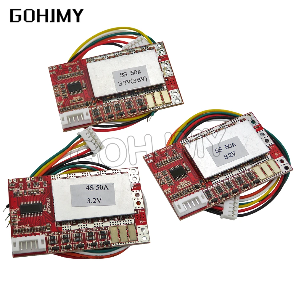 3S 4S 5S 50A BMS 보드 3.2V/3.7V 인산 철 LiFePO4 배터리 BMS 3.2/3.7V 18650 리튬 ...