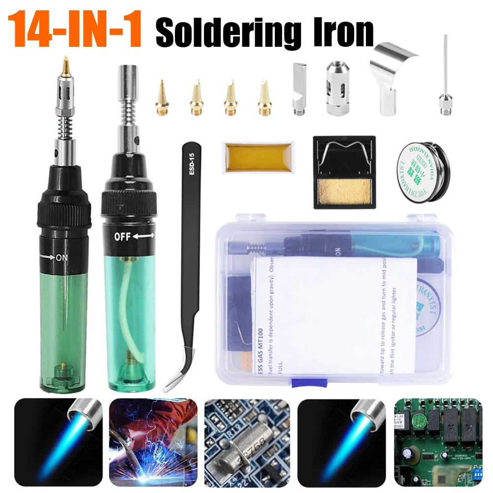 Wireless Gas Blow Torch Soldering Solder Iron Cordless Butane Tip Tool ...