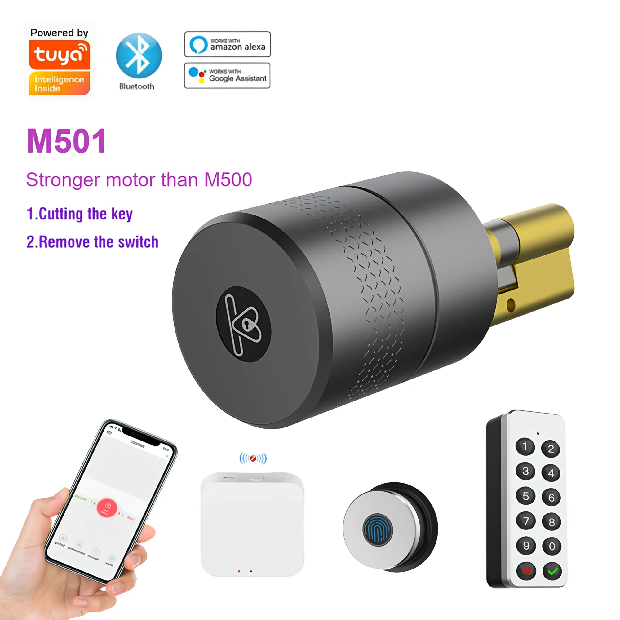 Wehere-Tuya-Smart-Door-Lock-M501-Alexa-Cylinder-Fingerprint-Bluetooth ...