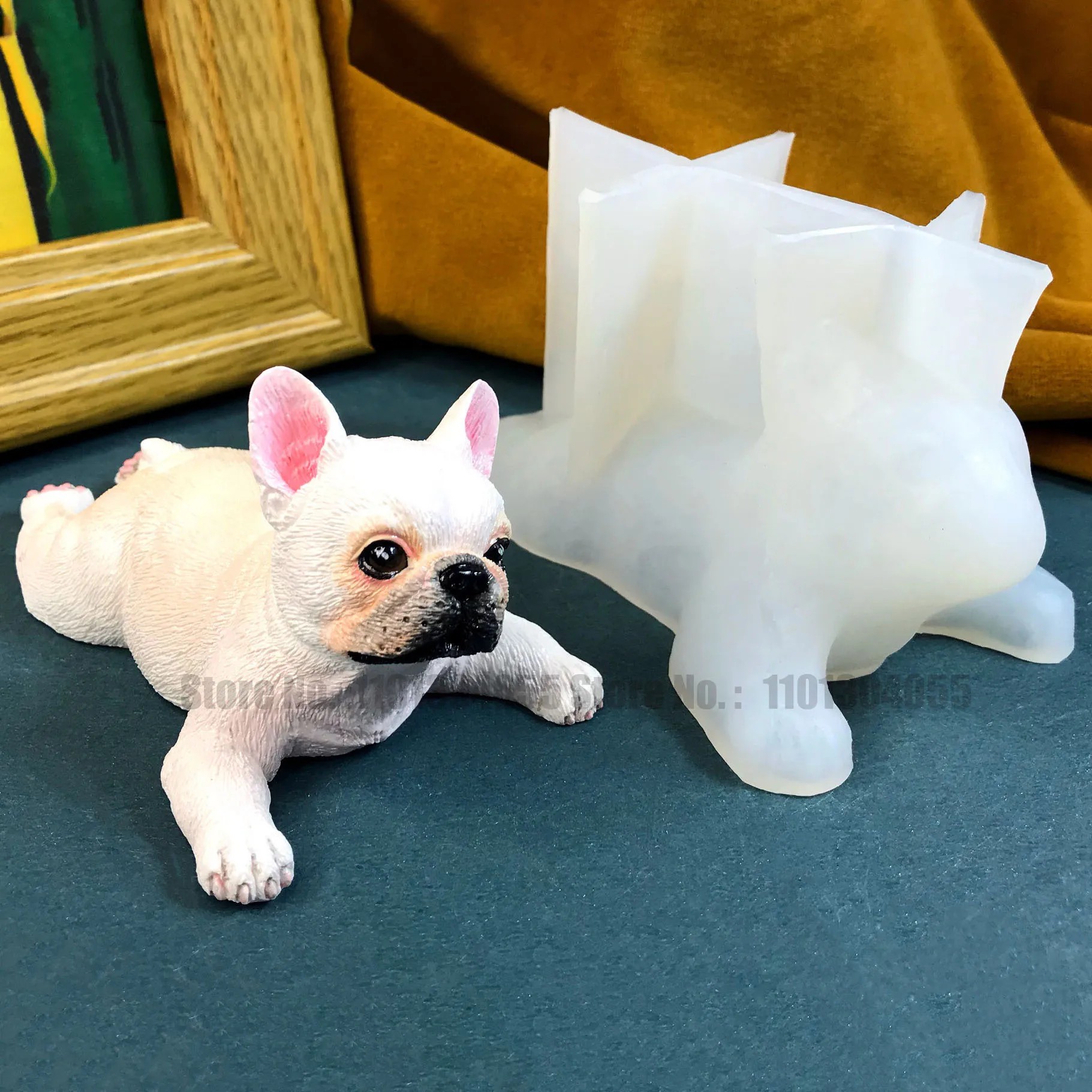 French-Bulldog-Resin-Silicone-Mold-3D-Aroma-Plaster-Car-Ornament-Gypsum ...