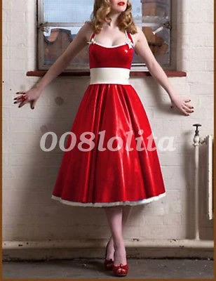 100-Latex-Rubber-Women-Dresses-Gummi-Unique-Party-Wear-Gowns-Red-Size ...