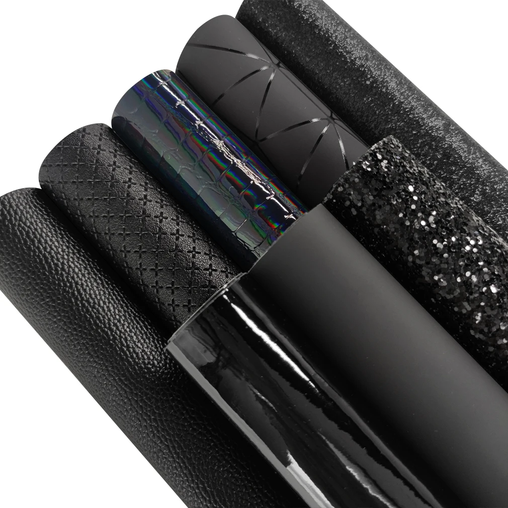 30x135cm Black Faux Leather Rolls Synthetic Crafts Material Fabric For ...