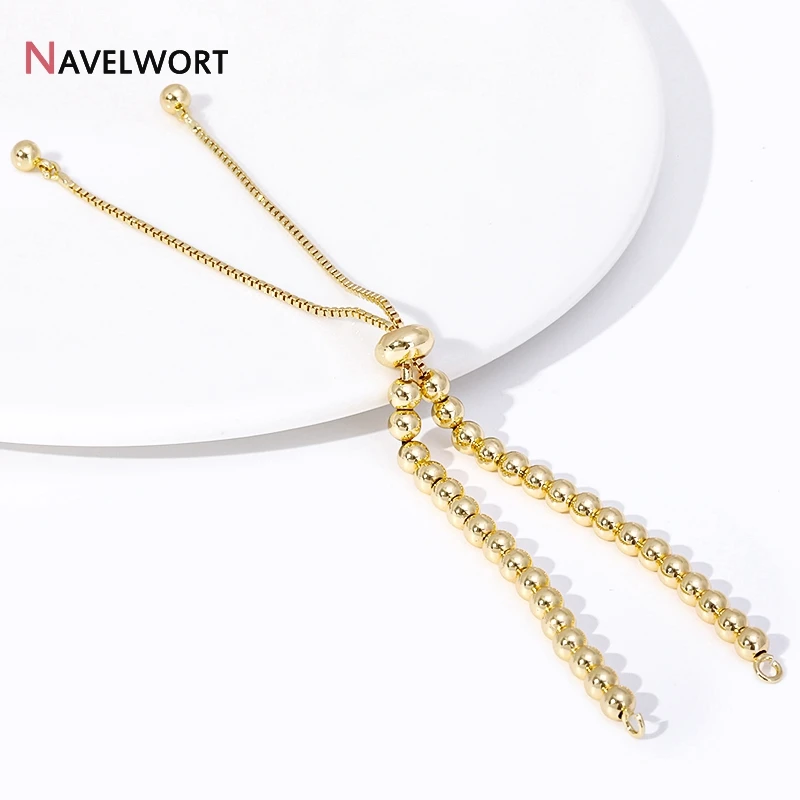 18K-Gold-Plated-Brass-13cm-Length-Box-Bracelet-Adjustable-Bead-Chain ...