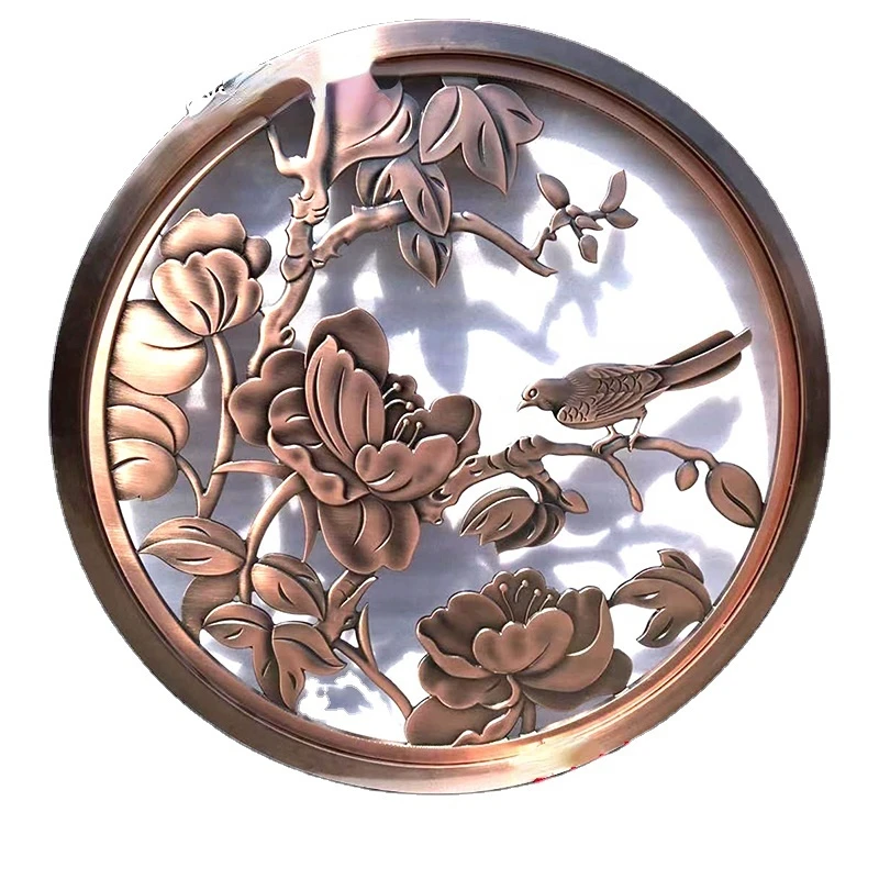 metal-aluminum-screen-sculpture-screen-circular-pattern-bronze-hall ...