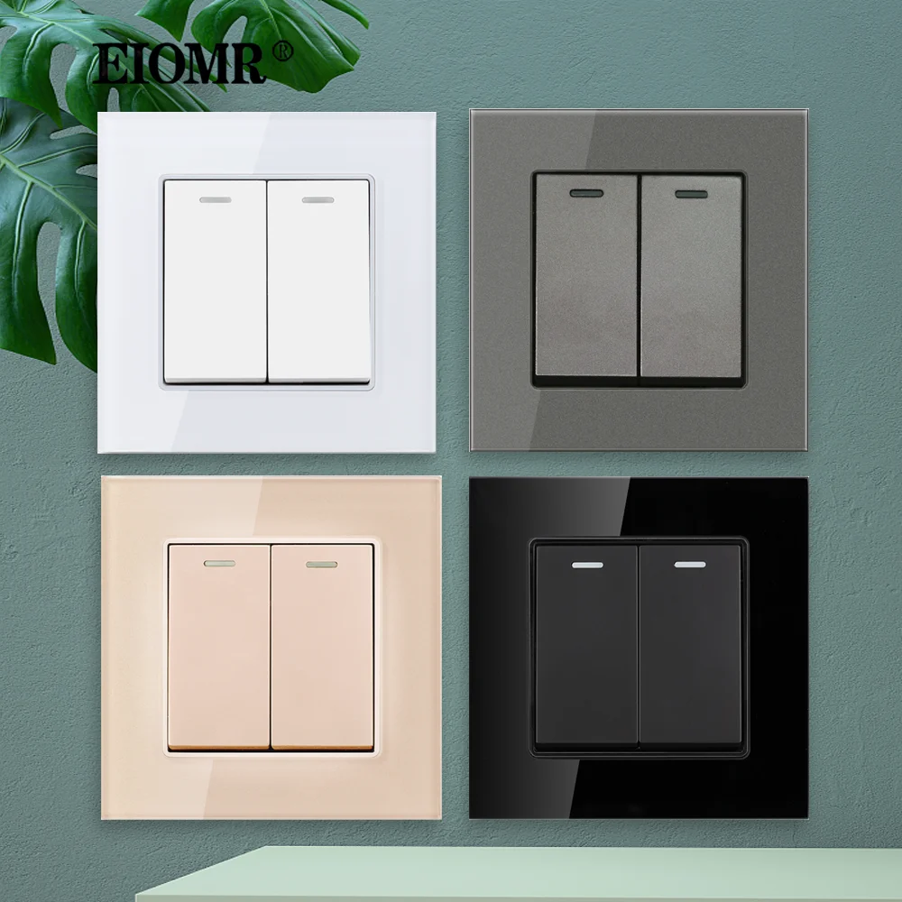 EIOMR EU UK Standard Wall Light Switch 2 Gang 1/2 Way Bedside Switch ...