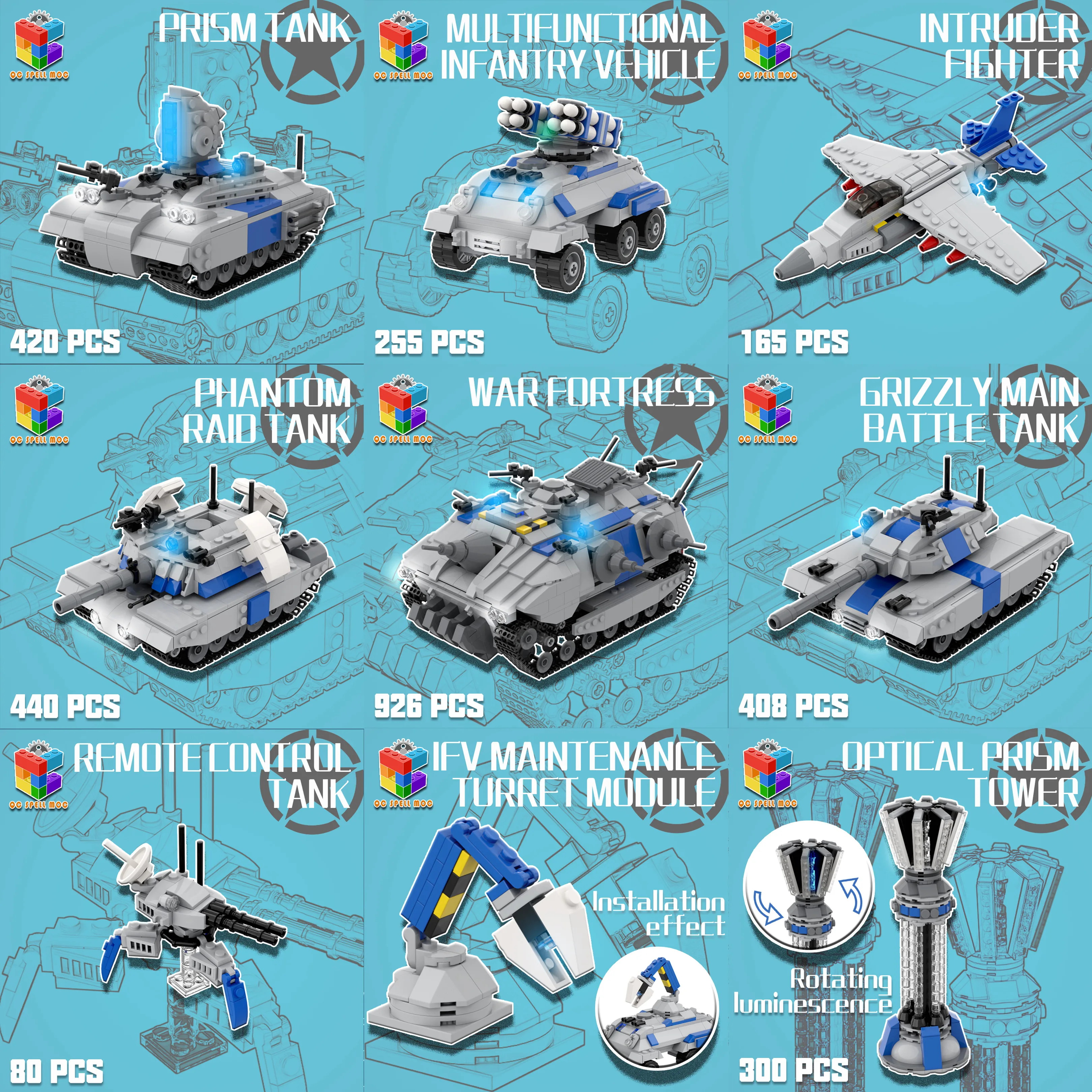 Moc Red Military Assembled Building Blocks Allied Light Tank Ww2 Weapon ...