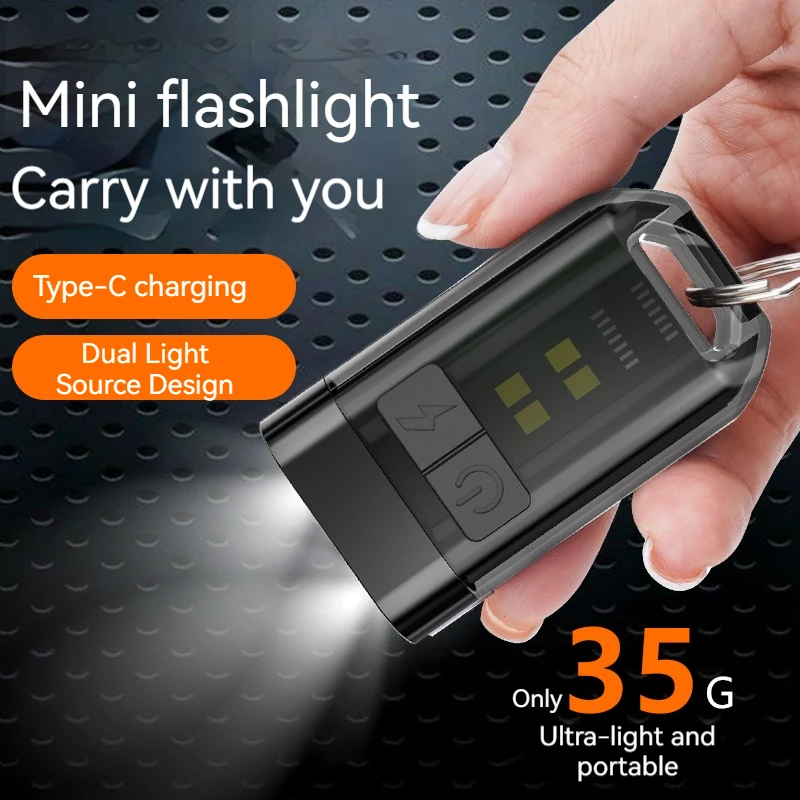 Dual-Light-Source-Mini-Flashlight-Portable-Strong-Key-Torch-9-Lighting ...