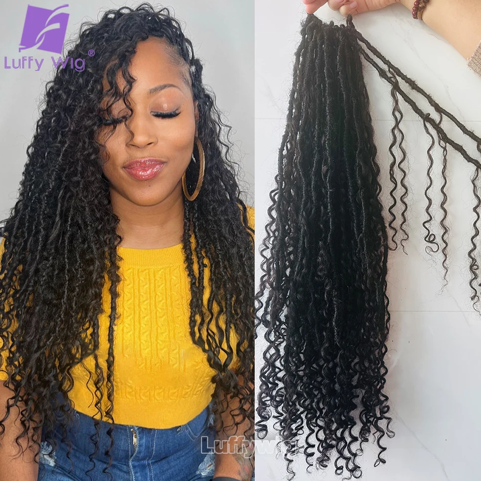 Boho-Crochet-Locs-with-Curly-Human-Hair-Dreadlock-Extension-with-Curly ...