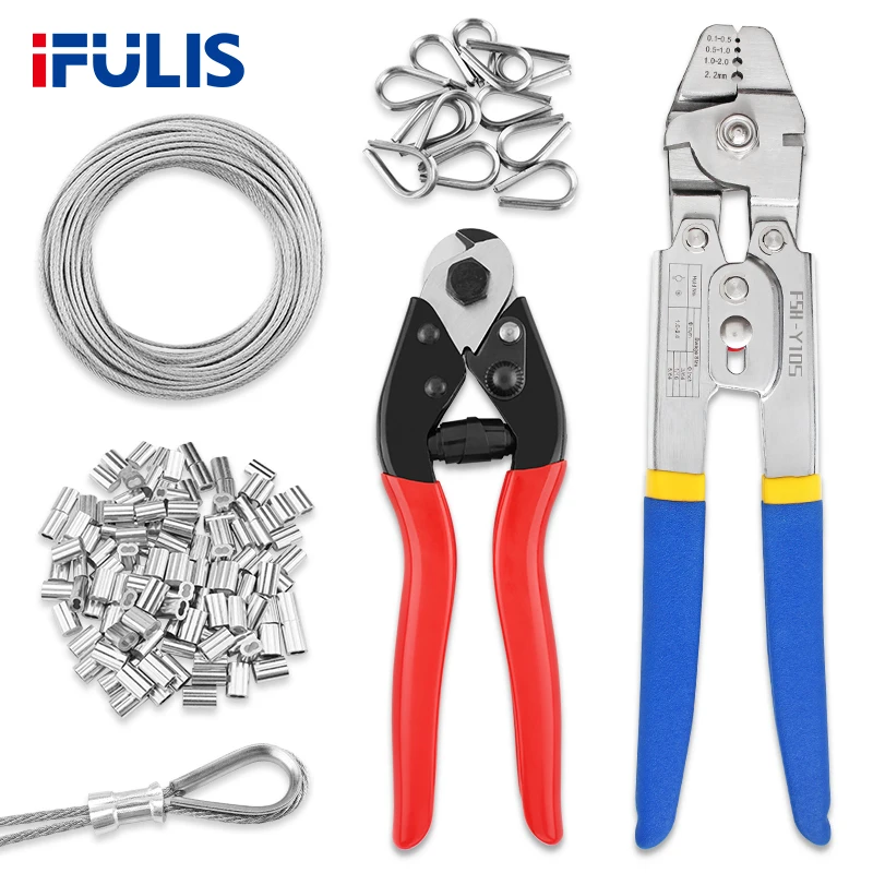 Wire-Rope-Crimping-Tool-Kit-With-160PCS-Aluminum-Loop-Sleeve-And-Steel ...