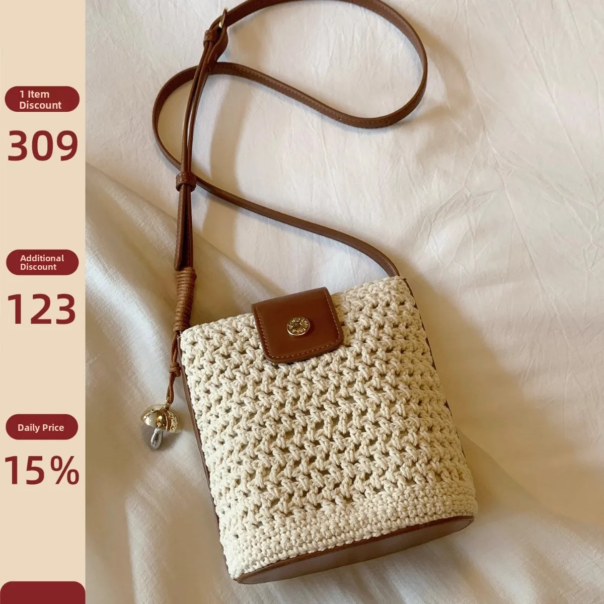 Chio2nd Coastal Tote Bag Women's Crossbody Shoulder Bag Woven Cotton ...