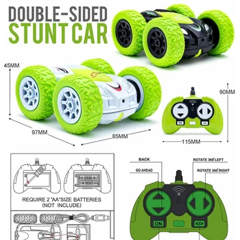 Rc Car High-Speed Double-Sided Remote Control Flip Stunt Cars 2.4G Wireless Cool led lights ...
