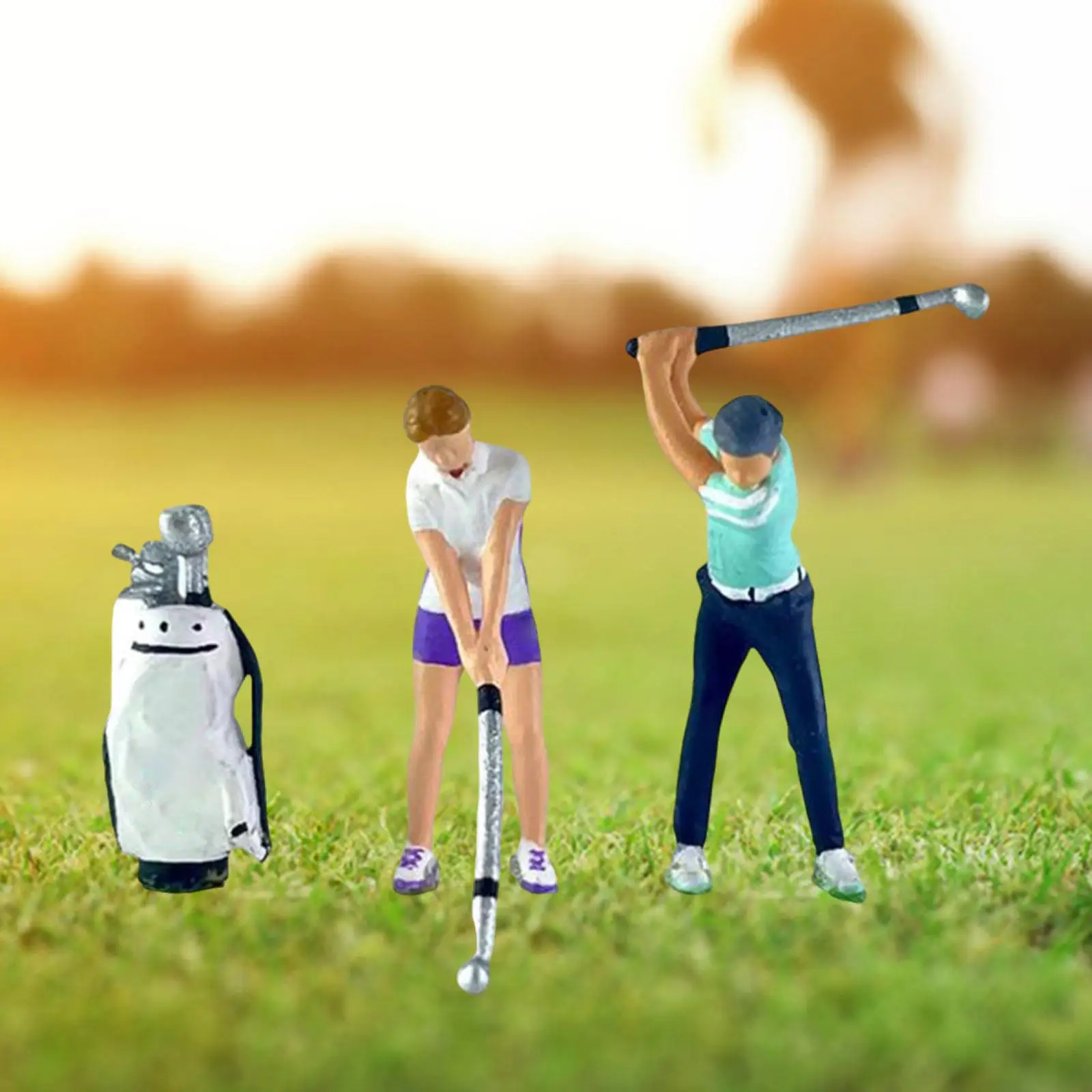 3Pcs-1-64-People-Figures-with-Golf-Bag-Layout-Micro-Landscape-Fairy ...