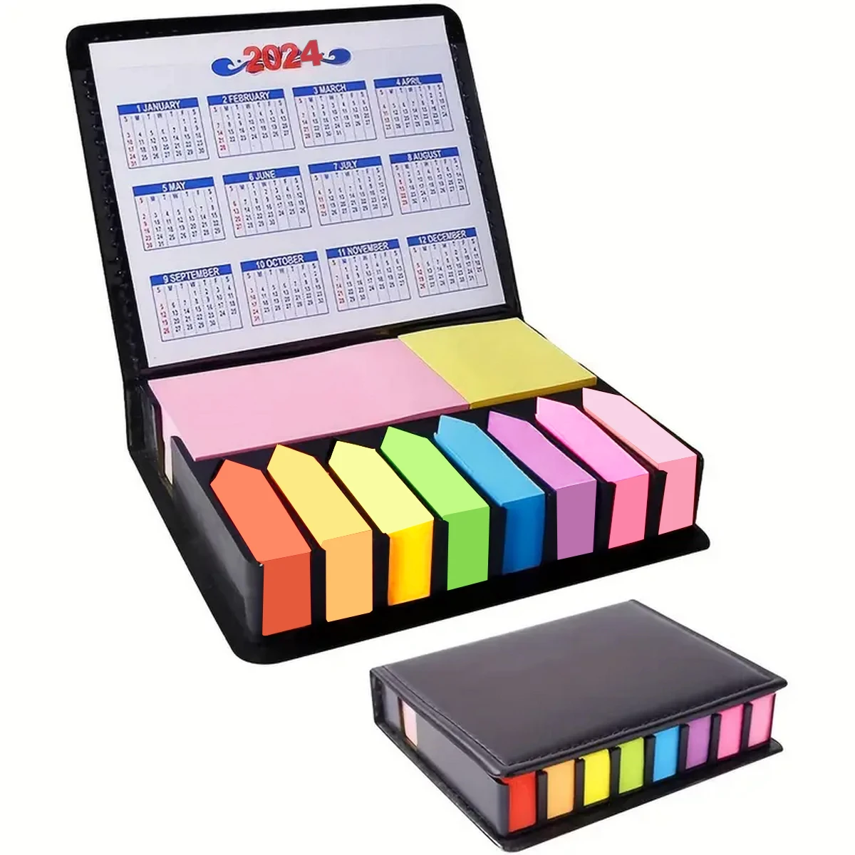 Multicolor-Sticky-Note-Set-Color-Memo-Pads-With-PU-Leather-Packing-Box ...