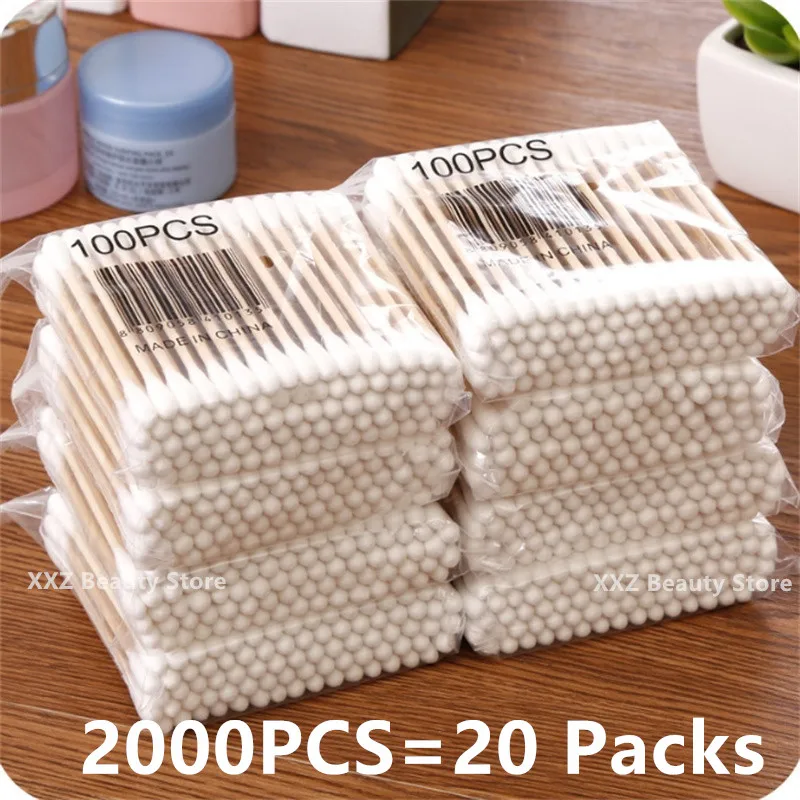 100/500/1000/2000pcs Double Head Women Makeup Cotton Buds Tip Cotton ...