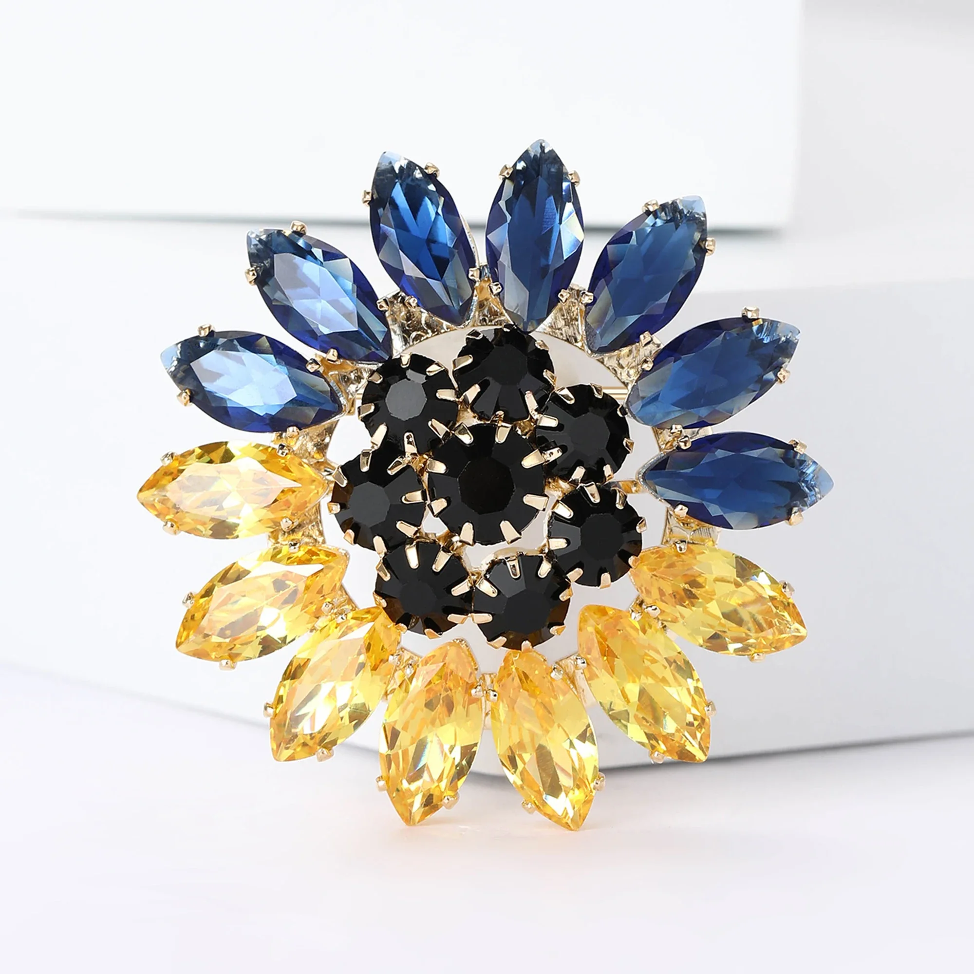 Rhinestone-Ukrainian-Sunflower-Brooches-for-Women-Unisex-Glass ...