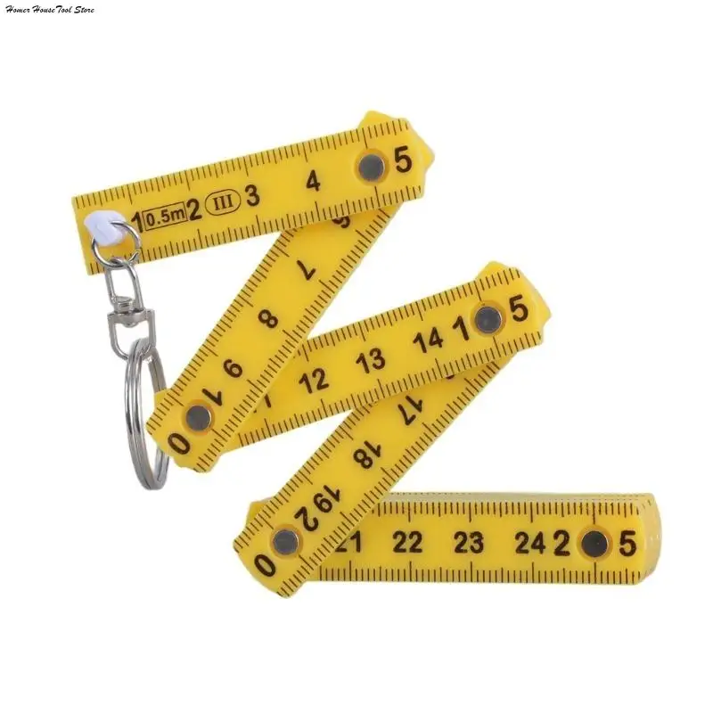 Y5LD Mini Folding Ruler Keychain 50cm 10 Fold Plastic Ruler Keyring ...
