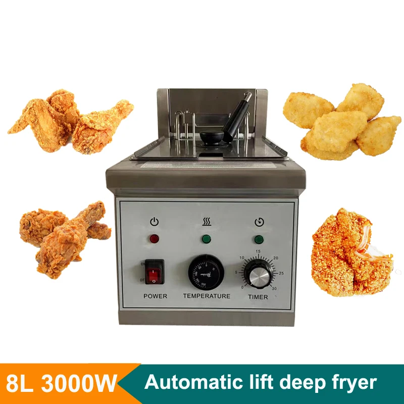8L Electric 220V Deep Fryer Automatic Lift French Fries Chicken Frying ...