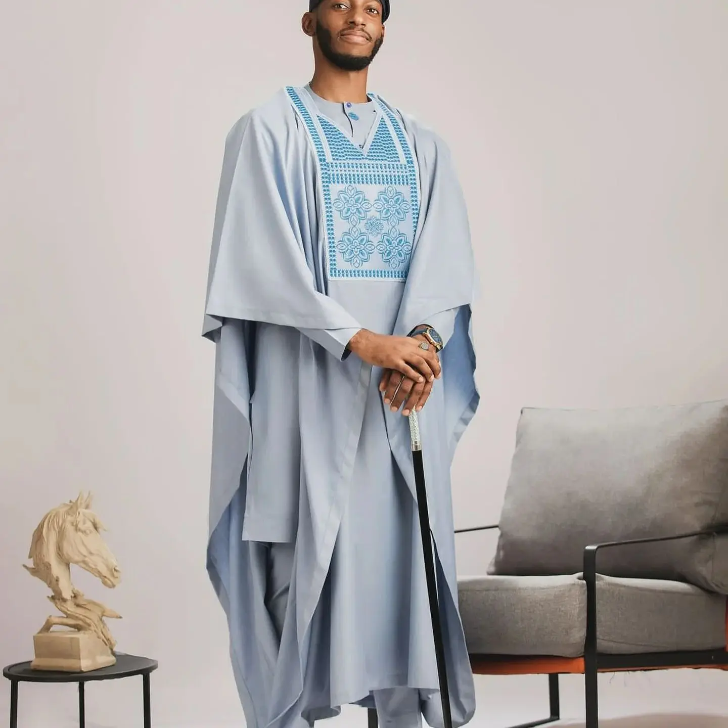 Traditional African Embroidered Three-Piece Wedding Party Set Cultural ...
