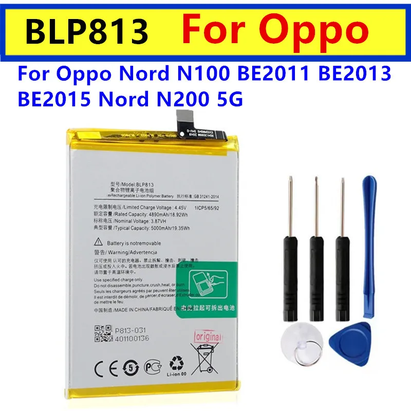 NEW-BLP813-5000mAh-Original-Battery-For-Oppo-Nord-N100-BE2011-BE2013 ...