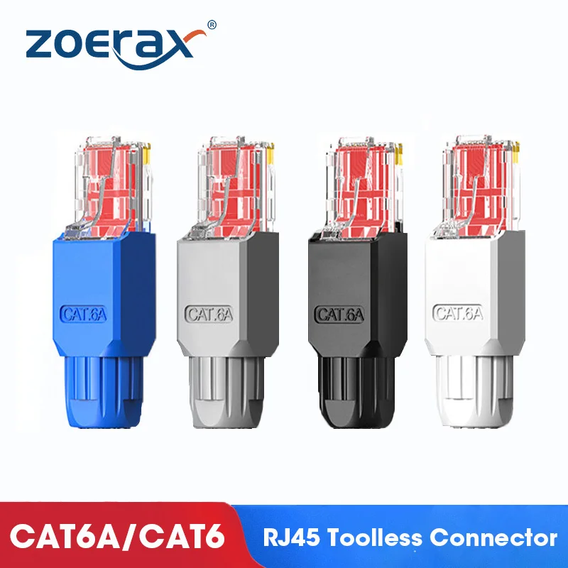 2PCS RJ45 CAT6A CAT6 Connector, ZoeRax Tool Free Ethernet Termination ...