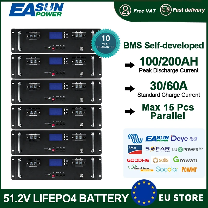 EASUN-POWER-LiFePO4-Battery-51-2V-200AH-100AH-CAN-RS485-BMS-10KWH-5KWH ...