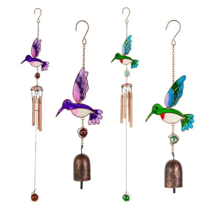 Hummingbird-Wind-Chimes-Metal-Glass-With-Aluminum-Tube-Wind-Bells ...