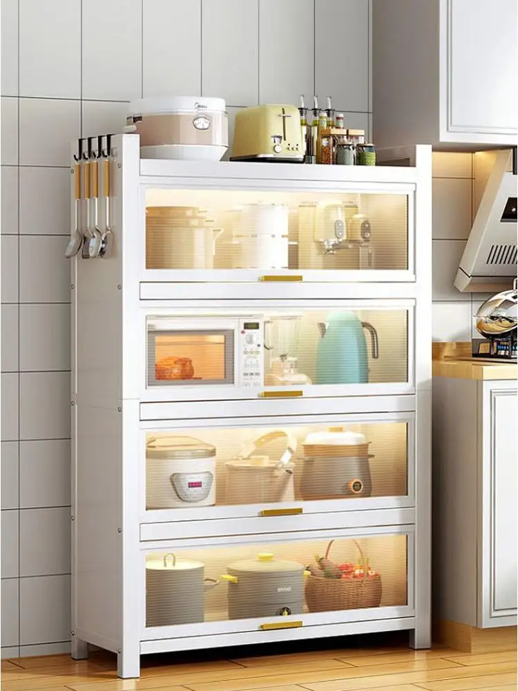 Kitchen-Storage-Rack-With-Cabinet-Door-Floor-Multi-layer-Multi-function-Cabinet-Microwave-Oven ...