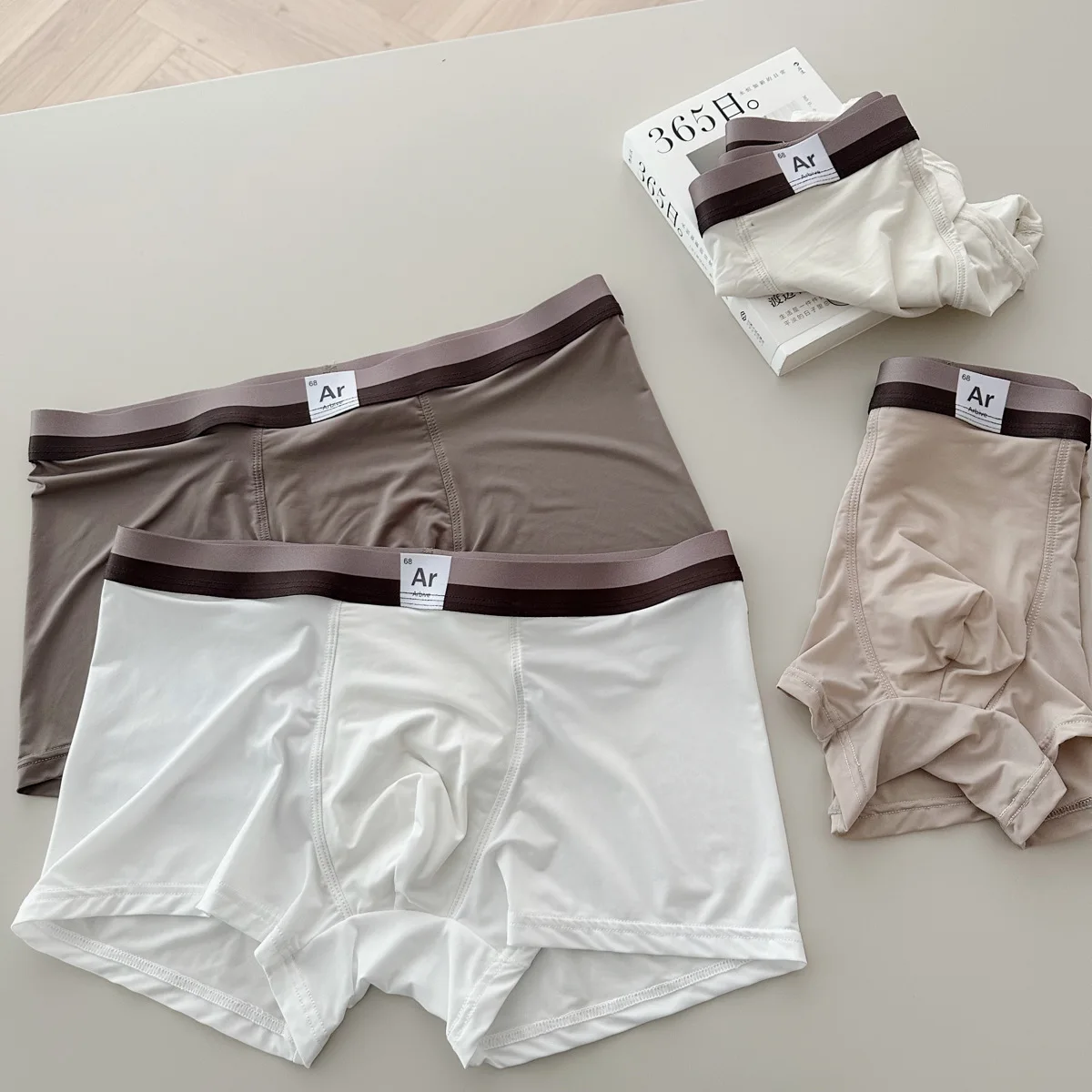 Fashion-Coffee-color-ice-silk-boxers-men-Underwear-pure-cotton-crotch ...