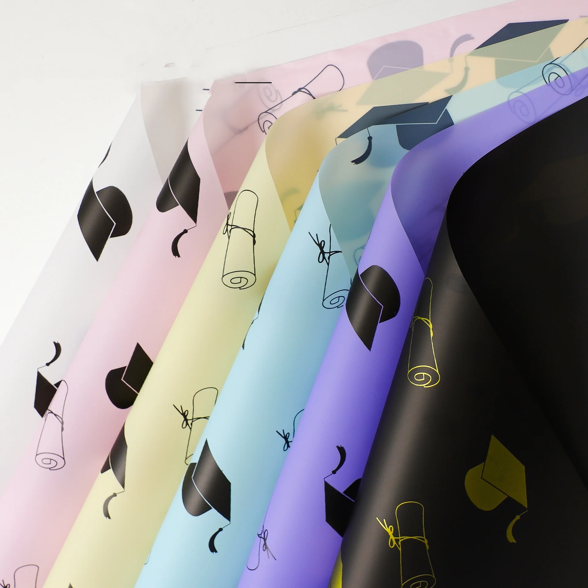 Graduation-season-waterproof-bow-scroll-flower-wrapping-paper-college ...