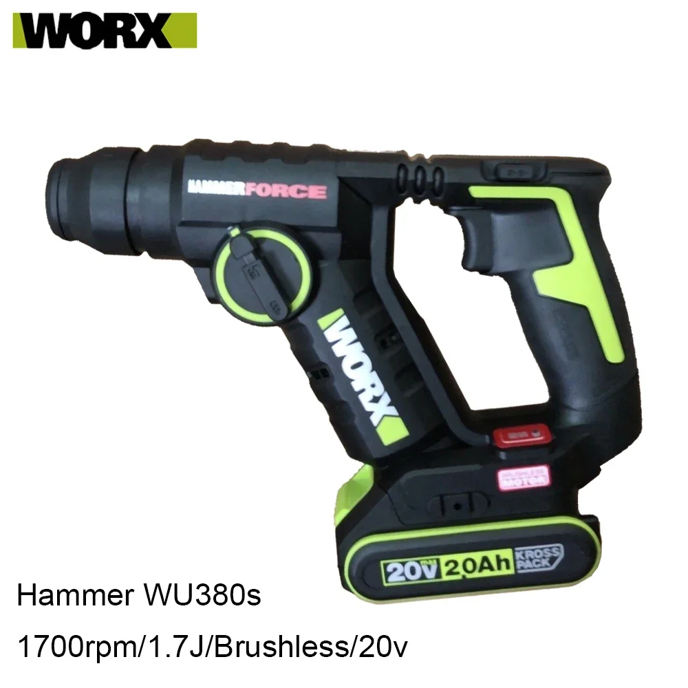 Worx-Cordless-Rotary-Hammer-Brushless-WU380S-20v-1-7J-1700rpm-5300ipm ...