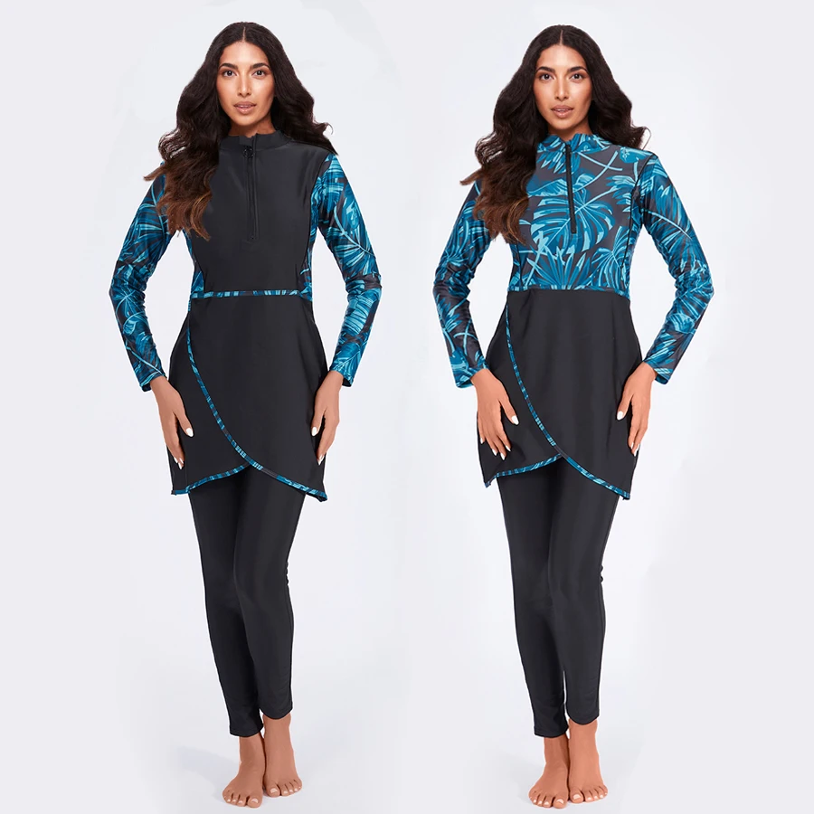 3PCS/Set Women Burkinis Muslim Swimwear Modest Swimsuit Long Sleeve ...