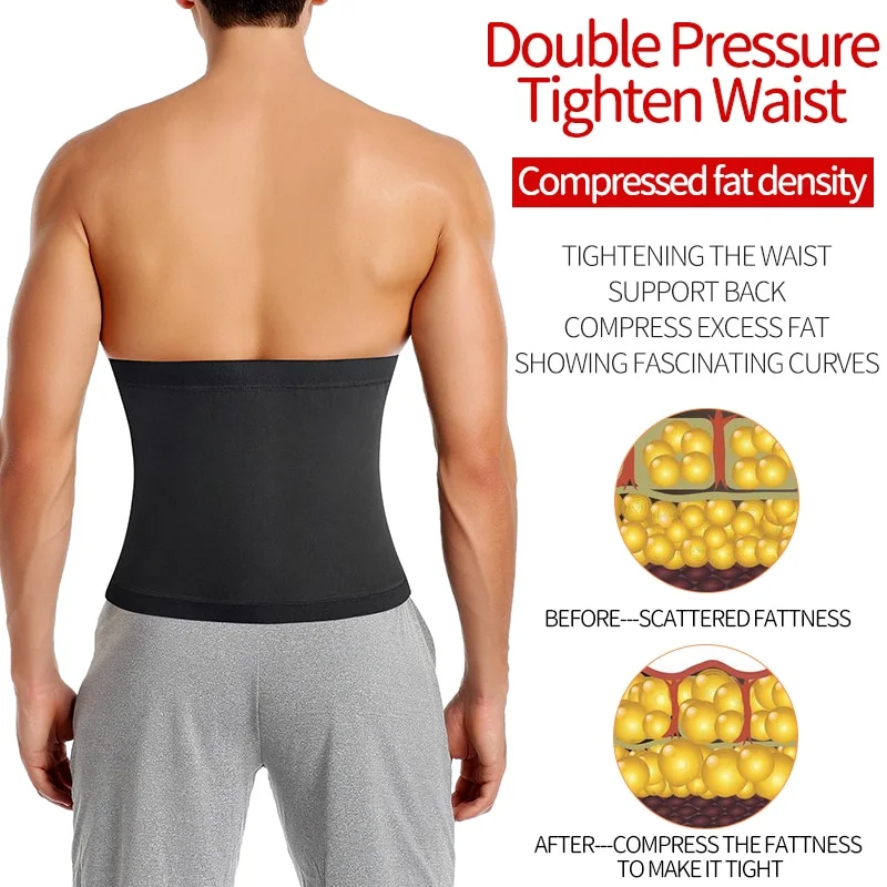 Mens Abdomen Reducer Sauna Body Shaper Fitness Sweat Trimmer Belt Waist ...