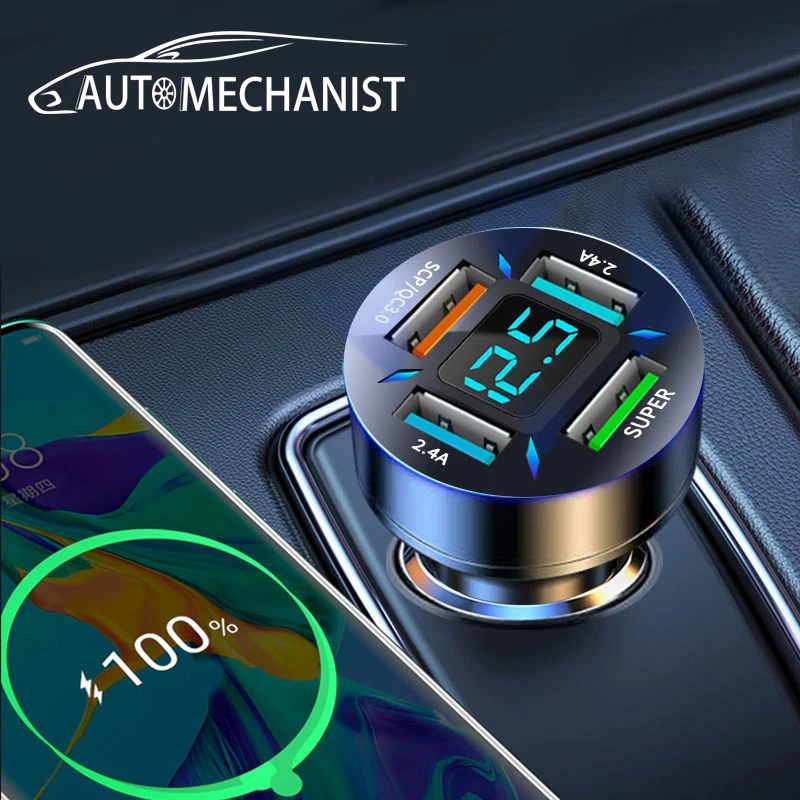 66W 4 Ports USB PD Quick Car Charger QC3.0 Type C Fast Charging Car ...