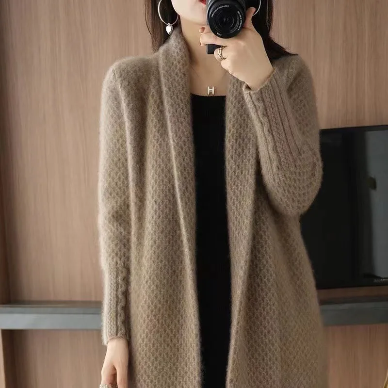 Women-s-Autumn-and-Winter-Thickened-Mid-Length-Loose-Cardigan-Knitted ...