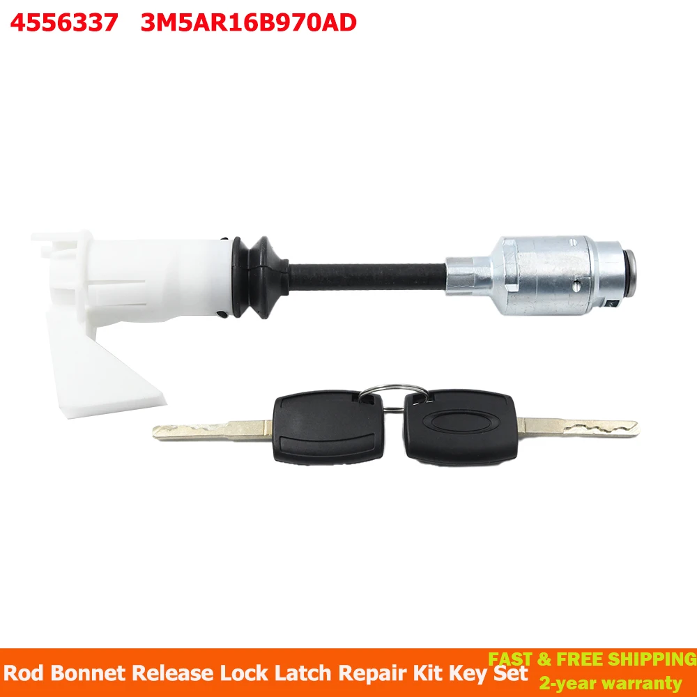 Short Type Rod Bonnet Release Lock Latch Repair Kit Key Set For Ford ...