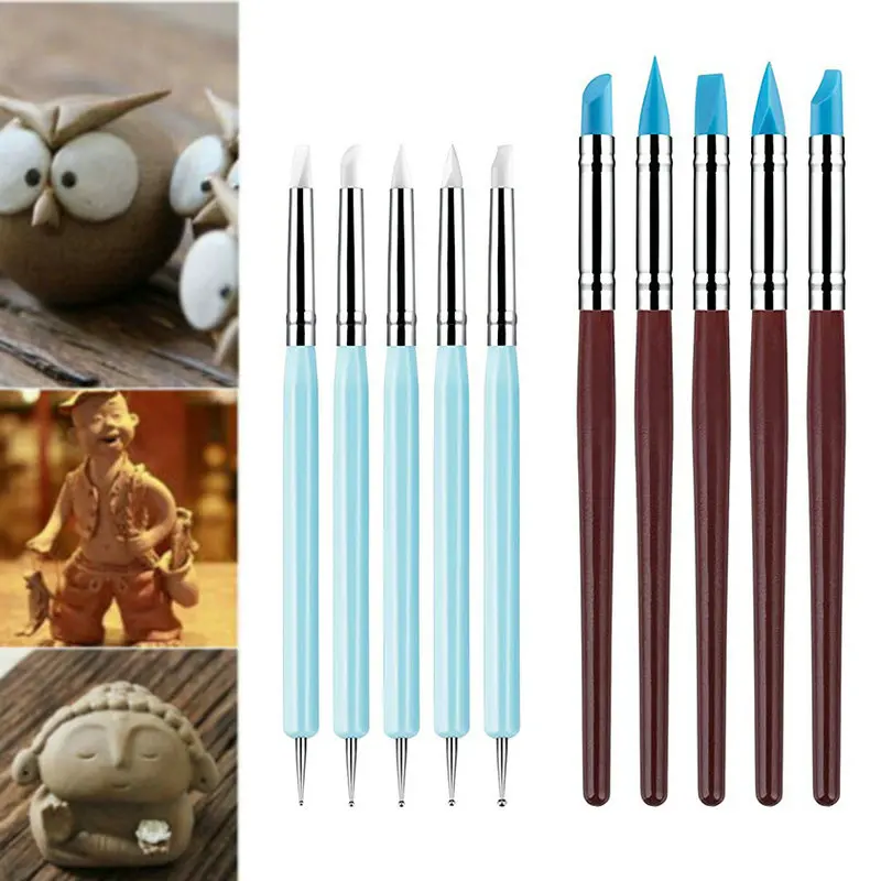 Soft-Clay-Rubber-Pen-Wooden-Handle-Silicone-Clay-Carving-Modeling-Tool ...
