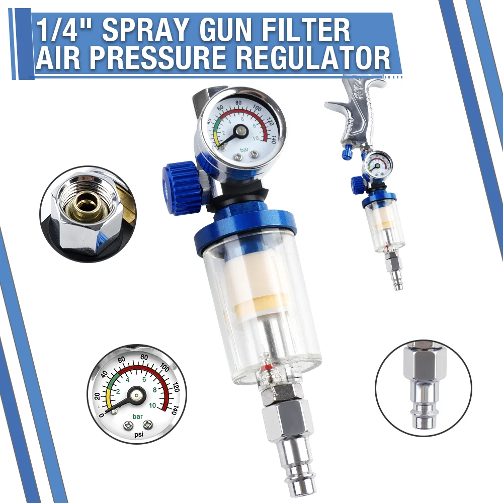 Spray Gun Air Filter Household Pressure Regulator Aluminium 1/4 ...