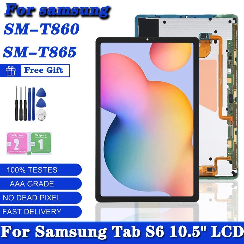 터치 스크린이 있는 오리지널 LCD 디스플레이, 삼성 갤럭시 탭 S6 SM T860 SM T865 T867 SM T865N ...