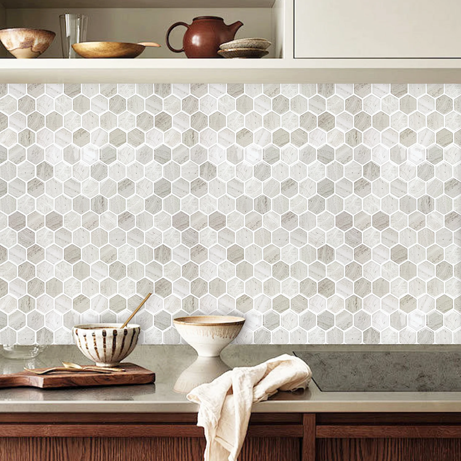 Vividtiles-10-Sheets-Hexagon-Shape-Wall-Stickers-Wall-Tiles-Peel-And ...