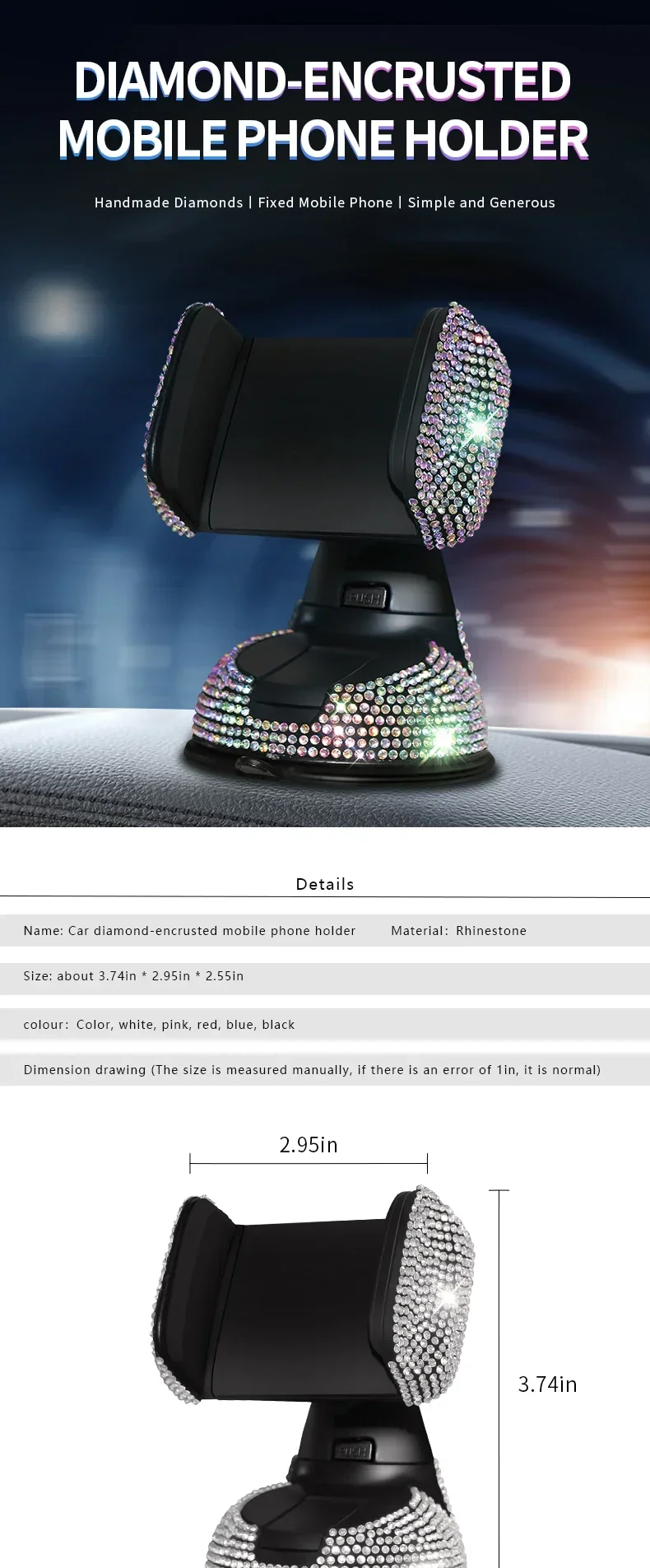 2023 Diamond Cell Phone Holder for Car Phone Mount Pink Flexible Table ...