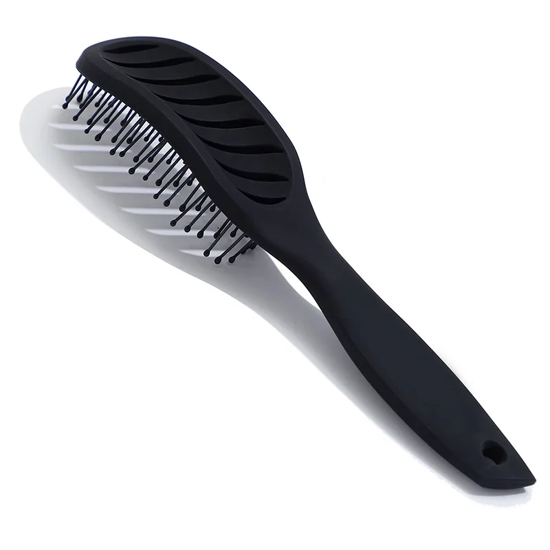Curved-Plastic-Massage-Hair-Comb-Airbag-Rubber-Paint-Comb-Black-Elastic ...